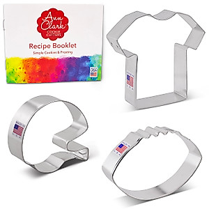 Football Cookie Cutters 3-Pc Set Made in the USA by Ann Clark, Football, Helmet, Jersey