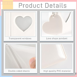 FUNUPUP 3 Inch Photocard Binder Kpop Album Kpop Photocard Holder Book Hollow Mini Photo Album with 32 Pockets (White Heart)