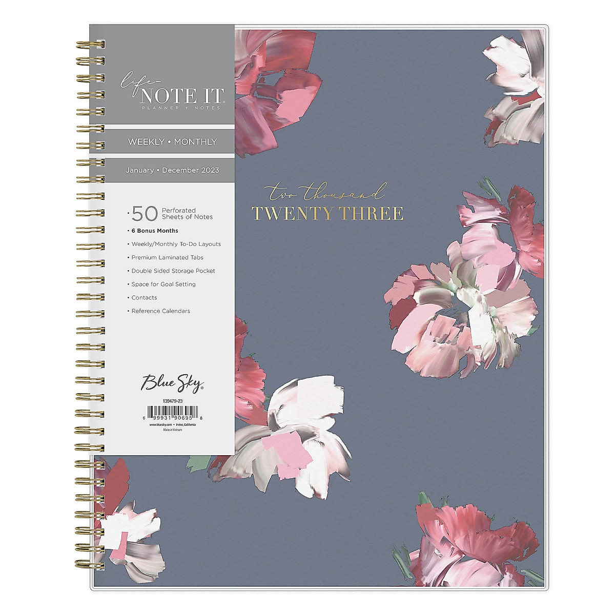 Blue Sky Life Note It 2023 Weekly and Monthly Planner Notes, 8.5" x 11", Frosted Cover, Wirebound, Leah (139479-23)