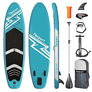 FBSPORT 11' Premium Inflatable Stand Up Paddle Board, Yoga Board with Durable SUP Accessories & Carry Bag | Wide Stance, Surf Control, Non-Slip Deck, Leash, Paddle and Pump for Youth & Adult