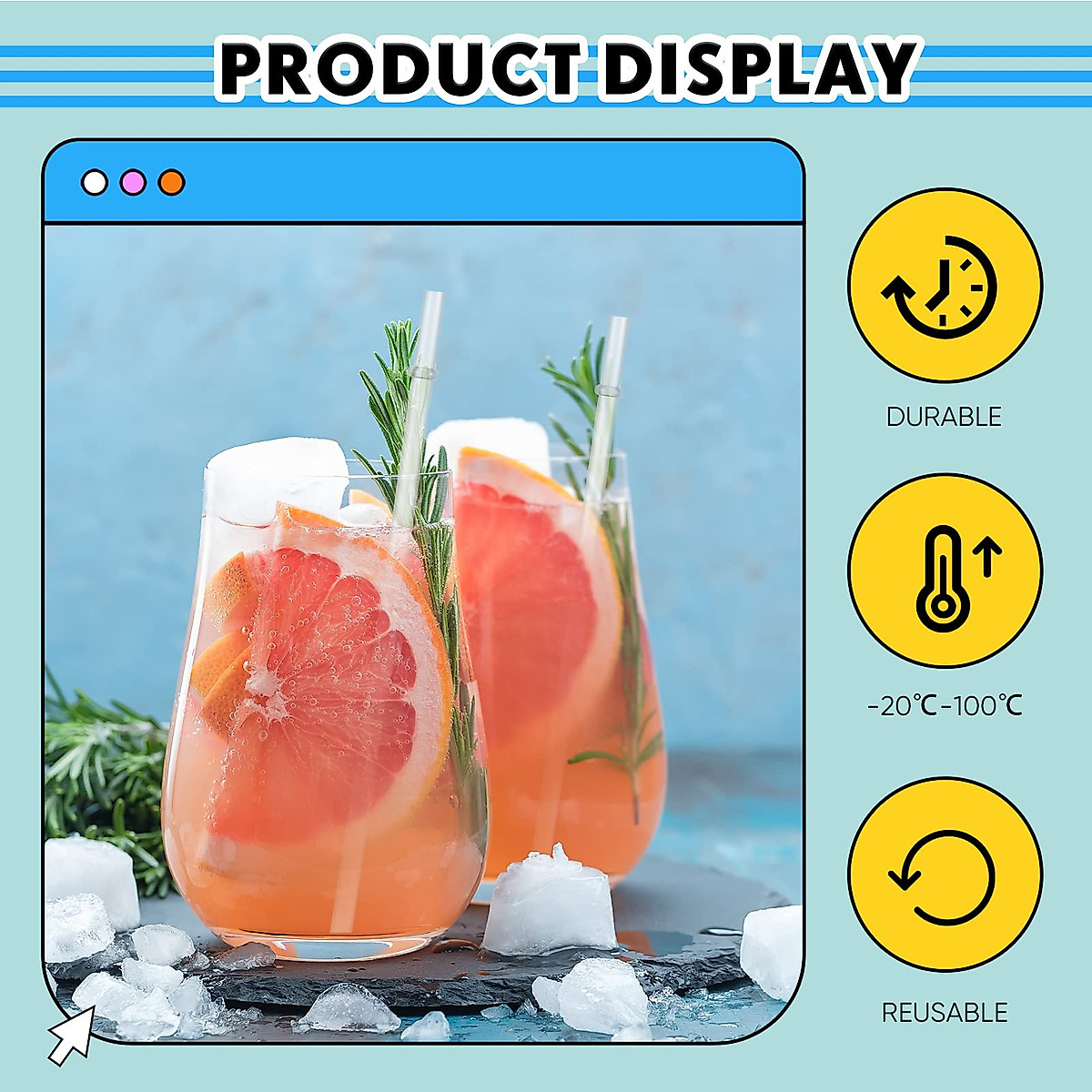 100 Pack Reusable Plastic Straws Clear Straws for Tumblers Hard Drinking Straw for Tall Cups Tumblers Transparent Replacement Drinking Tumbler Straws with 5 Cleaning Brush Straw Cleaner 11 Inch