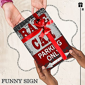 Race Car Room Decor For Boys - 8x12 Metal Tin Race Car Parking Only Sign - Car Themed Room Decor Gift - Garage, Man Cave, Bedroom Wall Decor