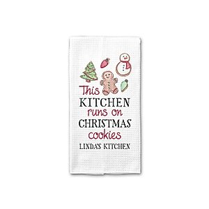 CANARY ROAD Custom Christmas Cookies Towel | Personalized Kitchen Towel | Christmas Gift for Women | Personalized Christmas Decor | Personalized Dish Towel | Christmas Kitchen Towel