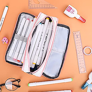 iSuperb Large Capacity Pencil Case Big 3 Compartments Pencil Pouch Canvas Pen Bag Zipper Stationery Storage Makeup Cosmetic Bags for Women Men