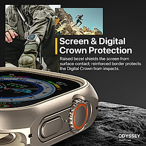 MAGEASY Aircraft-Grade Aluminum Rugged Case for Apple Watch Ultra 2, Apple Watch Ultra 49mm | 2 in 1 Metal Hard Shell with Shockproof Inner Bumper for Max Protection, Odyssey - Titanium