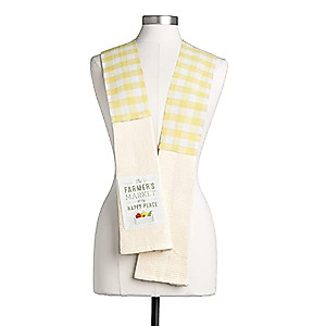 DEMDACO Farmers Market Yellow and White 4 x 69 Inch Cotton Kitchen Dish Towel Boa