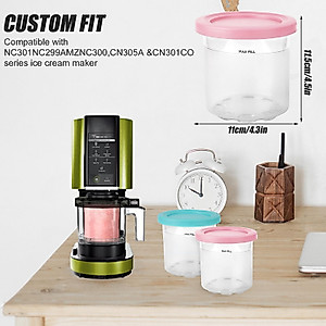 2pcs Replacement Containers for Ninja Creami Pints and Lids, Reusable Ice Cream Containers with Lids Creami Containers Compatible with NC301 NC300 NC299AMZ Series Ice Cream Maker (Pink, Blue)