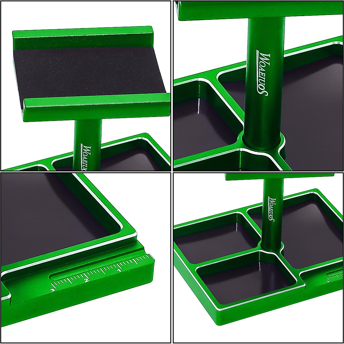 WOAEIUOS RC Car Stand Repair Tool Set 360 Degree Rotation for 1/18 1/24 RC Car Truck Buggy (Green)