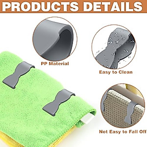 8Pcs Towel Clips for Kitchen, Hand Towel Clips Towel Clamps, Kitchen Clips Chair Towel Clips for Bathroom Towel Rods and Racks Oven Handle No Paper Towels on The Ground, Keeps Towel from Falling(Grey)
