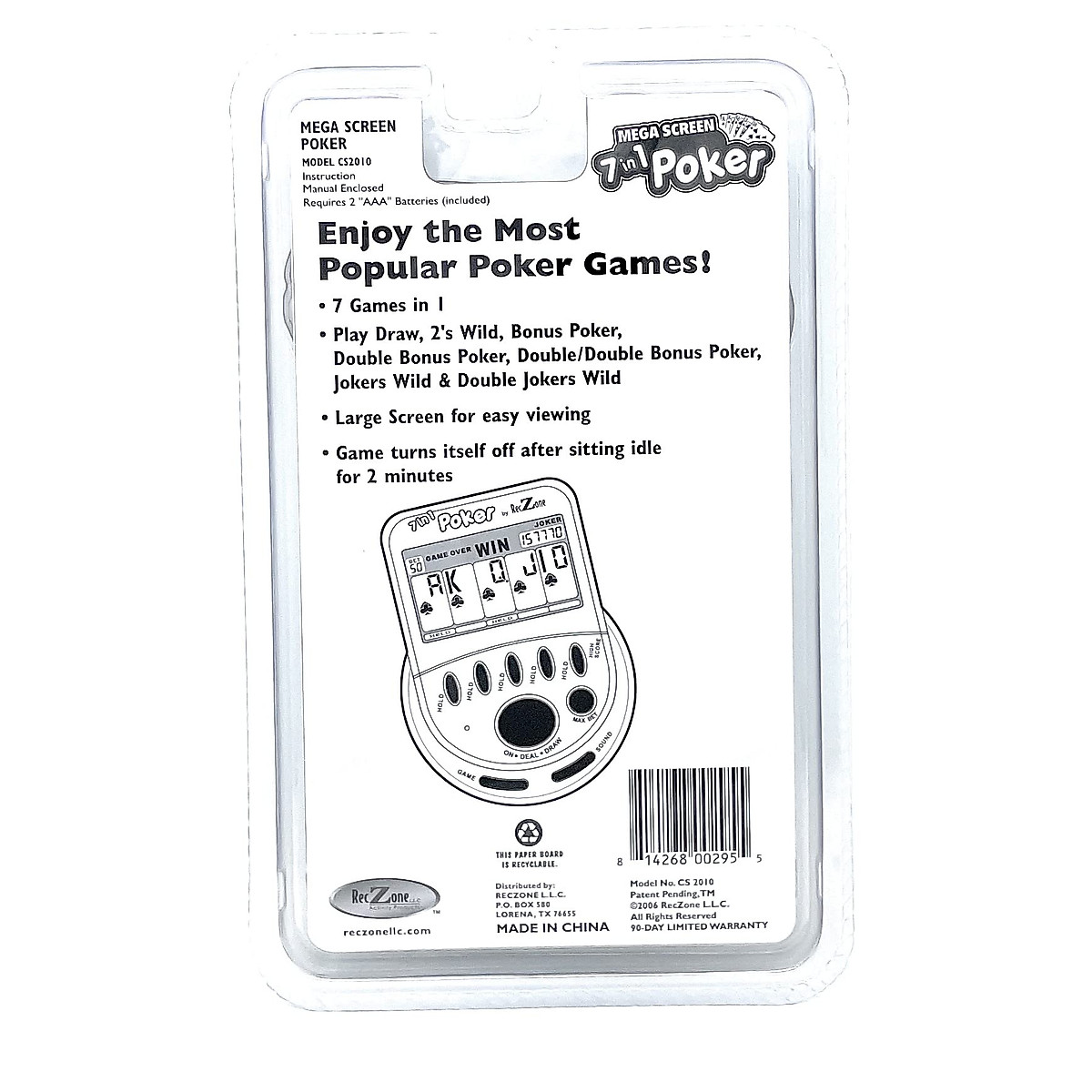 RecZone Mega Screen 7 in 1 Poker Electronic Game