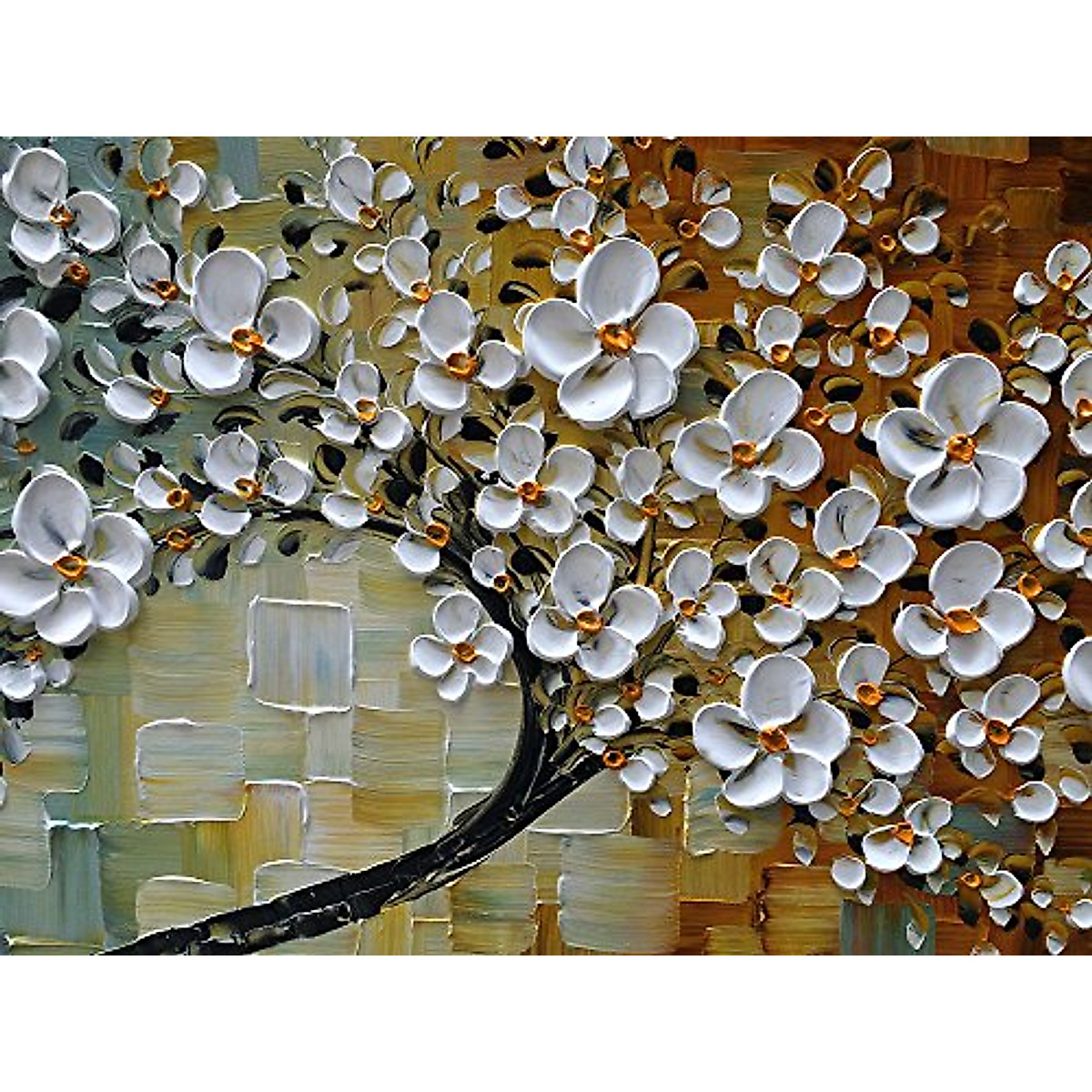 YaSheng Art -100%hand-painted Contemporary Art Oil Painting On Canvas Texture Palette Knife Landscape Paintings Modern Home Interior Decor Abstract Art 3D Flowers Paintings Ready to hang 20x40inch