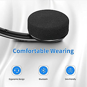 QAWESDX Bluetooth Headset, Trucker Bluetooth Headset with AI Noise Cancelling Microphone, Wireless On-Ear Headphones 17 Hrs Working Time, for Trucker Home Office Remote Work Zoom Online Class Skype