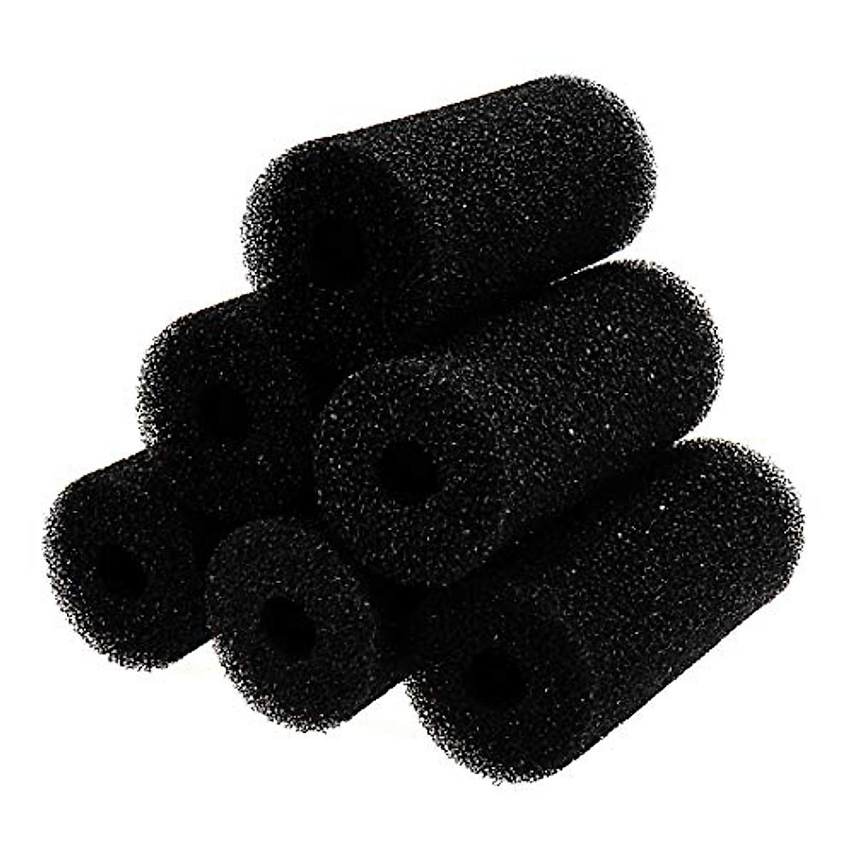 Xiaoyztan 6Pcs 6.0 x 2.5 Inch Aquarium Pre-Filter Sponges Foam Filter Cartridges with 0.8" Hole Diameter (Black)