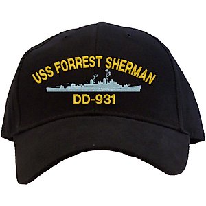 Spiffy Custom Gifts USS Forrest Sherman DD-931 Baseball Cap Embroidered Black