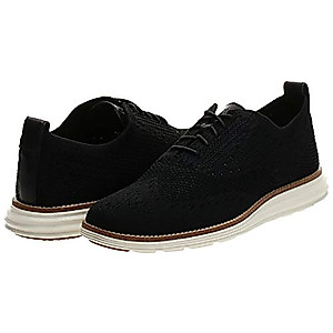 Cole Haan Men's Original Grand Knit Wing TIP II Sneaker, BLACK/IVORY, 10 M US