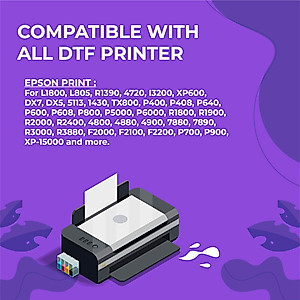 Enlite Premium DTF White Ink for DTF Heat Transfer Film Printing, Used for Epson Printhead L1800 L805 R1390 4720 I3200 XP600 DX7 DX5 5113, Great Fluency, Whiteness and Covering Rate, 33.8oz