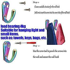 YEWIN 12pcs Rainbow Metal Wall Hooks-Vintage Mounted Hook Hangers with 24pcs Screws for Robe Coat, Towel, Hanging Hat, Cap, Scarf, Cup, Key, Bag (Rainbow 12pcs)