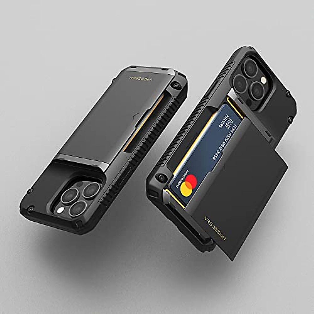 VRS DESIGN Damda Glide Pro Phone Case for iPhone 13 Pro, Sturdy Semi Auto Wallet [4 Cards] Case Compatible for iPhone 13 Pro Case (2021) Black