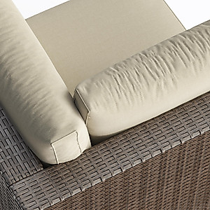 Wisteria Lane 6 Piece Outdoor Patio Furniture Sets, Outdoor Sectional Furniture with Tempered Glass Table and Cushion, Wicker Patio Conversation Sets for Garden Backyard, Grey