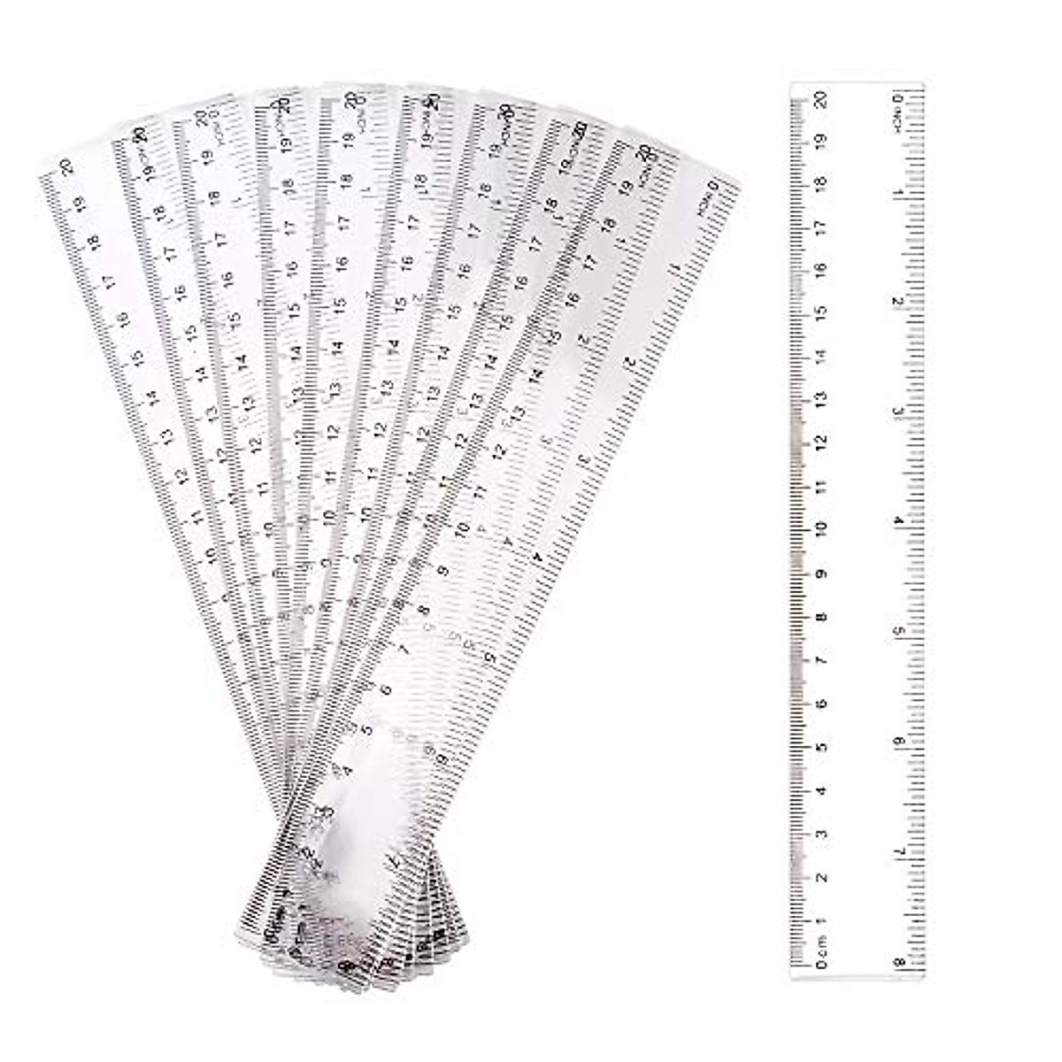 LUTER 10 PACK Clear Plastic Ruler 20cm 8inch Straight Ruler Transparent Plastic Ruler Kit Measuring Tool for Student School Office