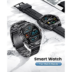 LIGE Smart Watches for Android iOS, Bluetooth Calls/Text Remind/Voice Speaker, Fitness Tracker with Heart Rate Sleep Monitor, 1.32'' HD Full Touch Screen, IP67 Waterproof Black Smartwatch for Men