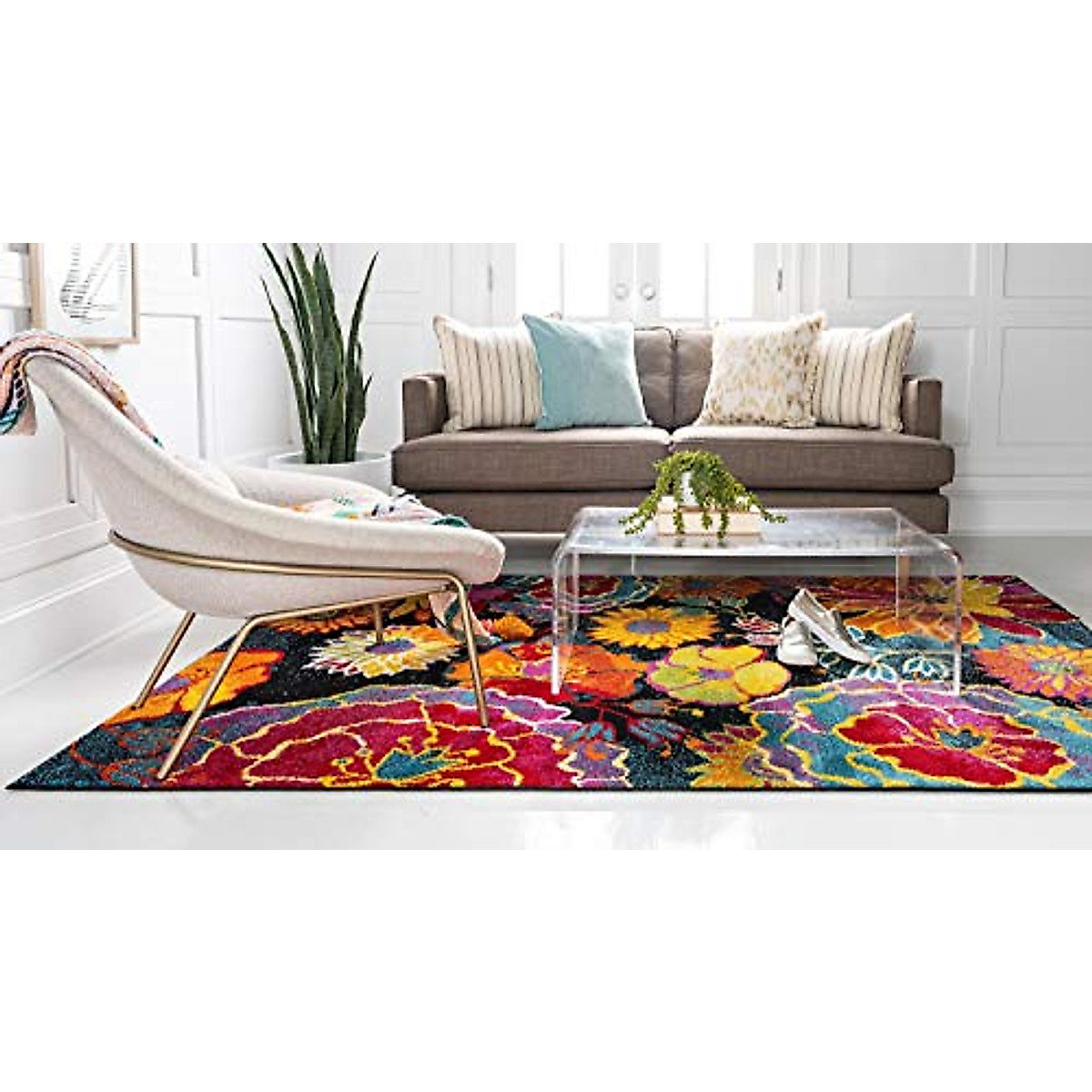 Unique Loom Lyon Collection Area Rug - Kennedy (8' x 10' Rectangle, Black/ Green)