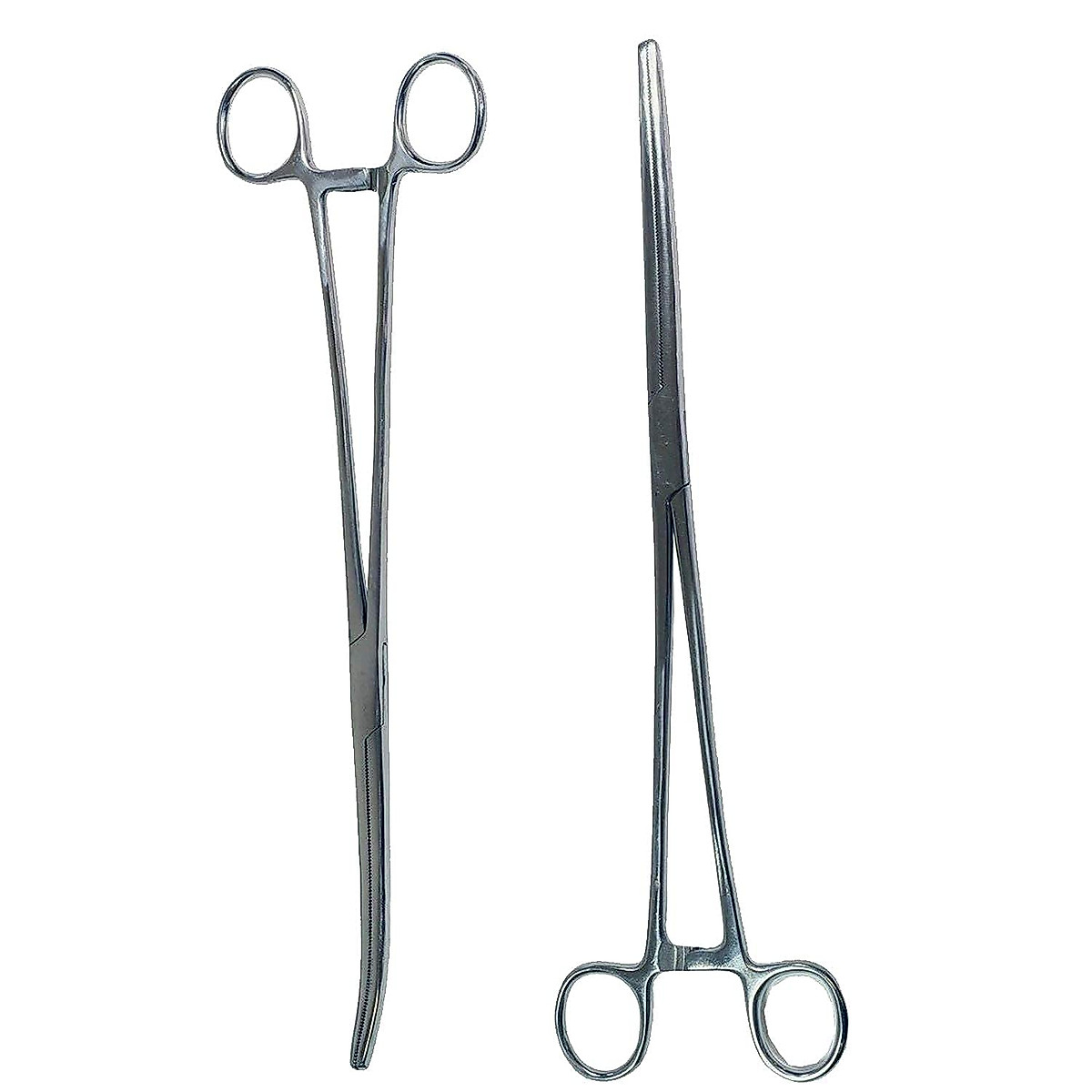 SURGICAL ONLINE Set of 2 Premium Quality 10" Rochester Pean Hemostat Forceps Straight & Curved Clamps Three Locking Positions - SurgicalOnline