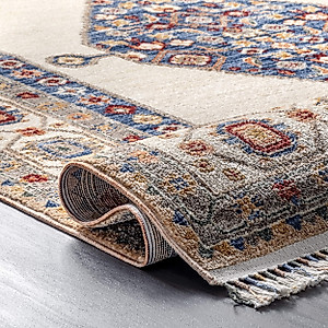 nuLOOM Halley Floral Medallion Runner Rug , 2' x 6', Ivory, Rectangular, 0.25" Thick