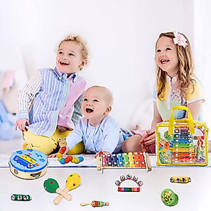 CYY Musical Instrument Toys for Toddlers,Baby Learning Music Sets,Wood Xylophone&Percussion Instruments for Children,Preschool Educational for Kids, A Great Birthday Gifts for Boys or Girls