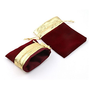 Snadulor 20 Pcs Soft Velvet Drawstring Pouches Bags for Jewelry,Wedding,Gift,Candy Bags,Party Favors,4x5 inch(Wine Red)