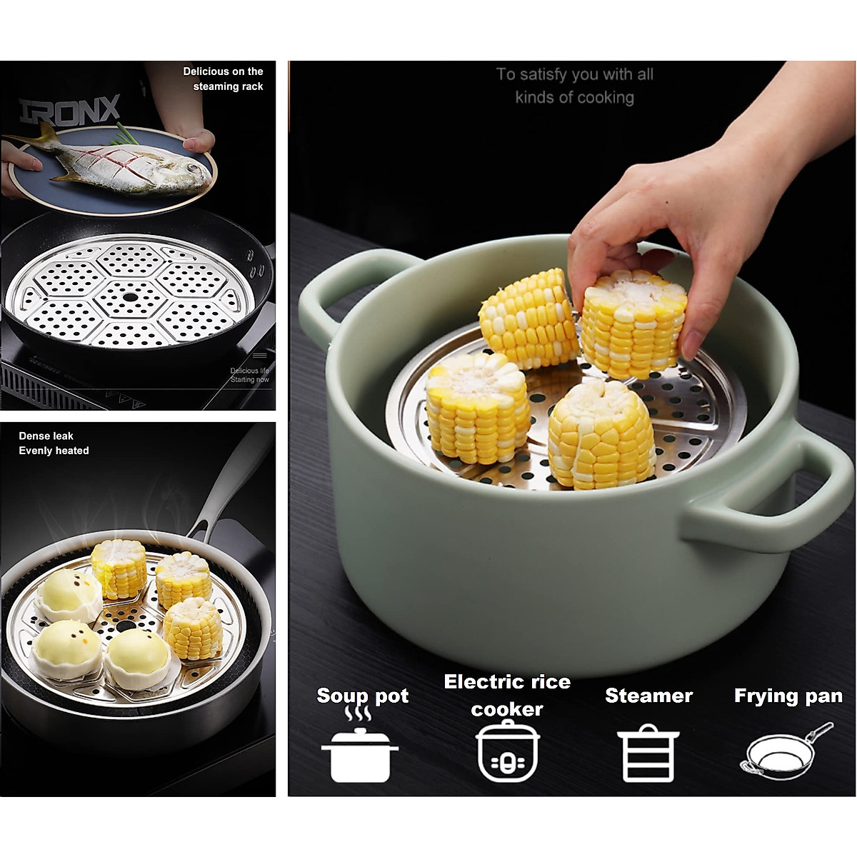 11” Pressure Cooker Canner Rack, Round Food Grade Stainless Steel Steamer Rack, Steaming Tray Stand, Cooking Toast Bread Salad, Compatible with Presto, All-American and More, Easy to clean, 2 Pack