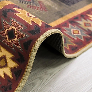 Qmkmyy Vintage Lodge Cabin Area Rug 6'x9' Hunting Bear Deer Print Rugs Rustic Wildlife Living Room Rug Country Style Leaf Carpet Low Pile Floor Mat,Black