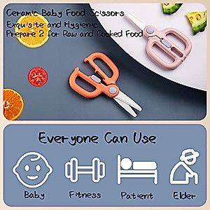 Artenny Baby Food Scissors Kids with Case Travel, Ceramic Kitchen Scissors for Food with Safety Lock, Baby Food Cutter, BPA Free (A)