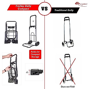 dbest products Trolley Dolly Compact, Black Foldable Shopping cart for Groceries with Wheels and Removable Bag and Rolling Personal Tote Handtruck Standard