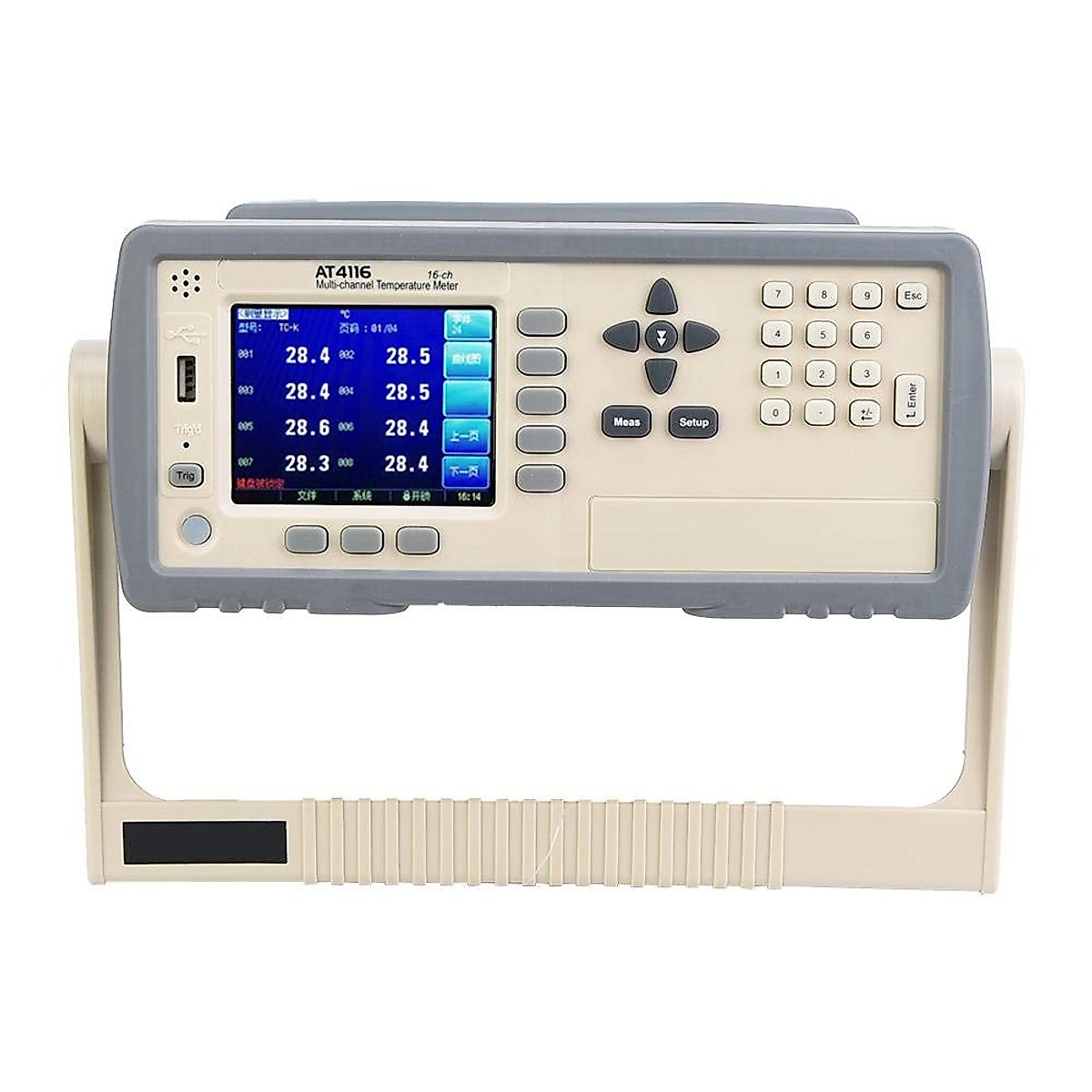 Temperature Recorder, AT4116 Multi Channel Temperature Tester, 16 Channel Professional Temperature Tester Data Logger, with TFT Screen Display, -200℃ -1300℃, USB Port(220v)