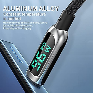 AICase USB C to USB C Cable with Led Display PD 100W Fast Charge - 3.9FT Type C 5A Power Delivery Nylon Braided Charging Cord Compatible for MacBook Pro 2021 Pad Pro Galaxy S22 S21 Note 20