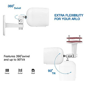 2Pack Security Wall Mount for Arlo Pro, Arlo Pro 2, Arlo Ultra, Arlo Pro 3, Arlo Go, Arlo Essential Spotlight Camera, Adjustable Indoor/Outdoor Mounting Bracket for Your Surveillance Camera (White)