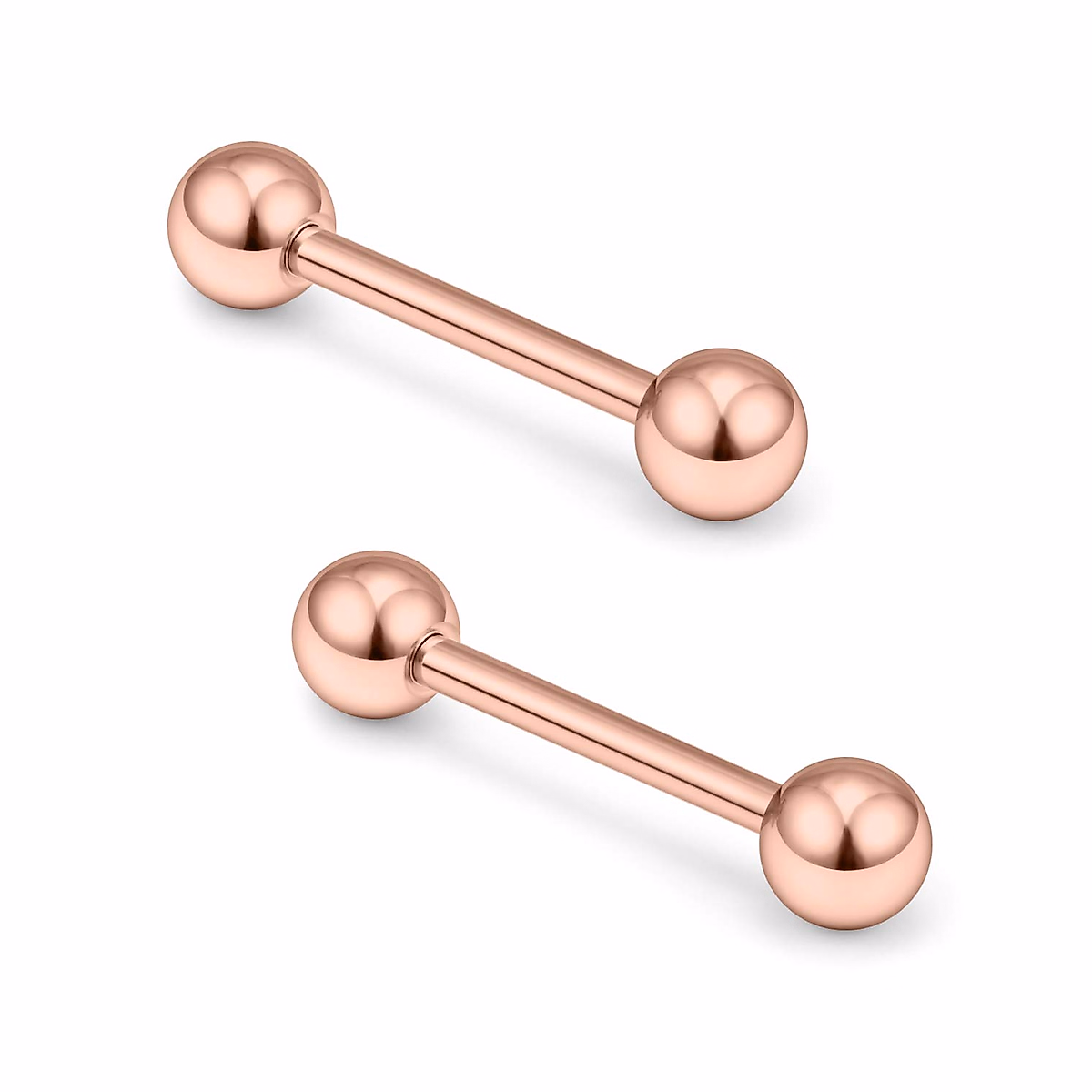 Ftovosyo 2PCS 14G 316L Stainless Steel Internally Threaded Tongue Nipple Shield Barbell Ring Bar Body Piercing Jewelry Retainer 16mm Rose Gold