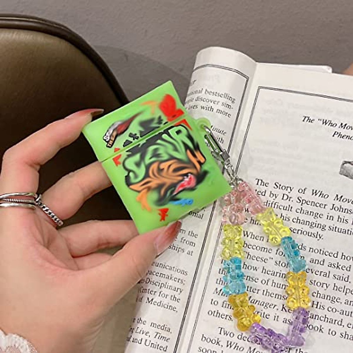 3D Candy Case for Airpod/Airpod 2,3D Cartoon Cute Food Case for Kids Girls Teens Boys,Fashion Kawaii Funny Cool Fun Stylish Character Candy Soft Case with Bear Chain for Airpod /Airpod 2 Case (Green)