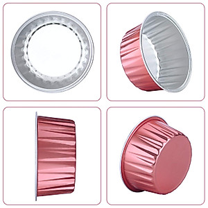 EUSOAR Foil Cupcake Liners, 50pcs 5oz 125ml Ramekins, Aluminum Foil Muffin Liners Cups with Lids, Cupcake Holder, Disposable Aluminum Foil Cupcake Baking Cups Holders Cases Boxes Pans with Lids