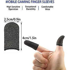 LUTER 8Pcs Finger Sleeve Anti Sweat & Slippery Mobile Gaming Finger Sleeve Silver Fiber High Sensitivity Breathable Finger Gloves for Game Competition