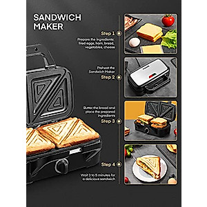 FOHERE Waffle Maker 3 in 1 Sandwich Maker 1200W Panini Press With Removable Plates and 5-gear Temperature Control, Non-stick Coating Easy to Clean,Indicator Lights, Silver/Black