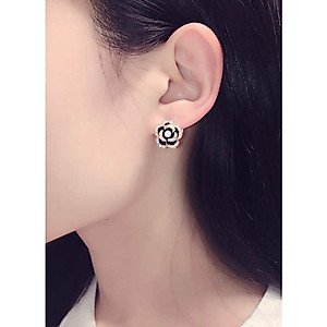 Jokimu Gold Rhinestone Crystal Flower Stud Earrings for Women