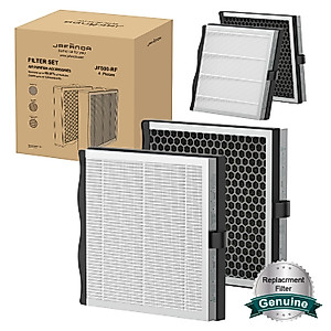 Jafanda JF500 True HEPA 13 Replacement Filter, 3-in-1 High Efficiency, High-Efficiency 0.66lbs Activated Carbon Removes Dust, Allergens & Odors, 4 Pack, White