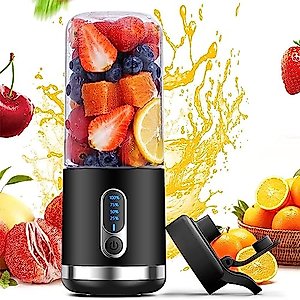 BESNOOW Portable Blender, Personal Blender for Shakes and Smoothies, 4000mAh USB Rechargeable, BPA Free 15.2 Oz 450ML Juicer Cup with 6 Blades and Lid, Portable Juicer for Kitchen/Travel/Gym(Black)