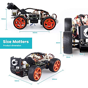 SunFounder Smart Video Car Kit V2.0 PiCar-V Robot Kit for Raspberry Pi 4 Model B 3B+ 3B Graphical Visual Programming Language, Video Transmission, Remote Control by UI on Windows Mac Web Browser