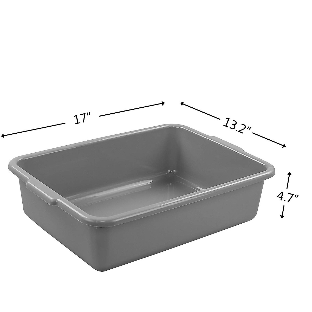 Inhouse 4-Pack Commercial Bus Tubs 13L, Plastic Bus Box/Tote, Grey