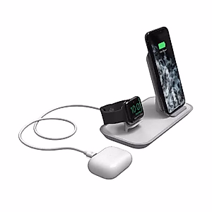 mophie 2-in-1 Wireless Charging Stand - MFI Certified Charger Pad for iPhone and Apple Watch with Additional USB Port for Airpods