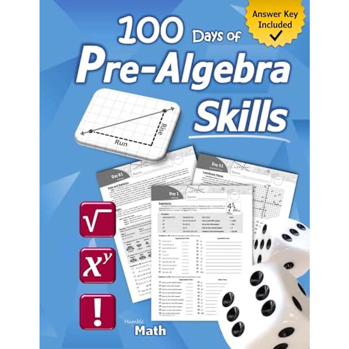 Pre-Algebra Skills: (Grades 6-8) Middle School Math Workbook (Prealgebra: Exponents, Roots, Ratios, Proportions, Negative Numbers, Coordinate Planes, ... & Statistics) – Ages 11-15 (With Answer Key)