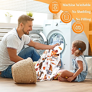 JISEN Halloween Blanket Pumpkin Throw Blanket Cozy Fall Throw Blanket for Women Kids Men Soft Blanket for Couch Living Room Halloween Decor Bed Throw Blanket 50 x 60 Inch Gnomes